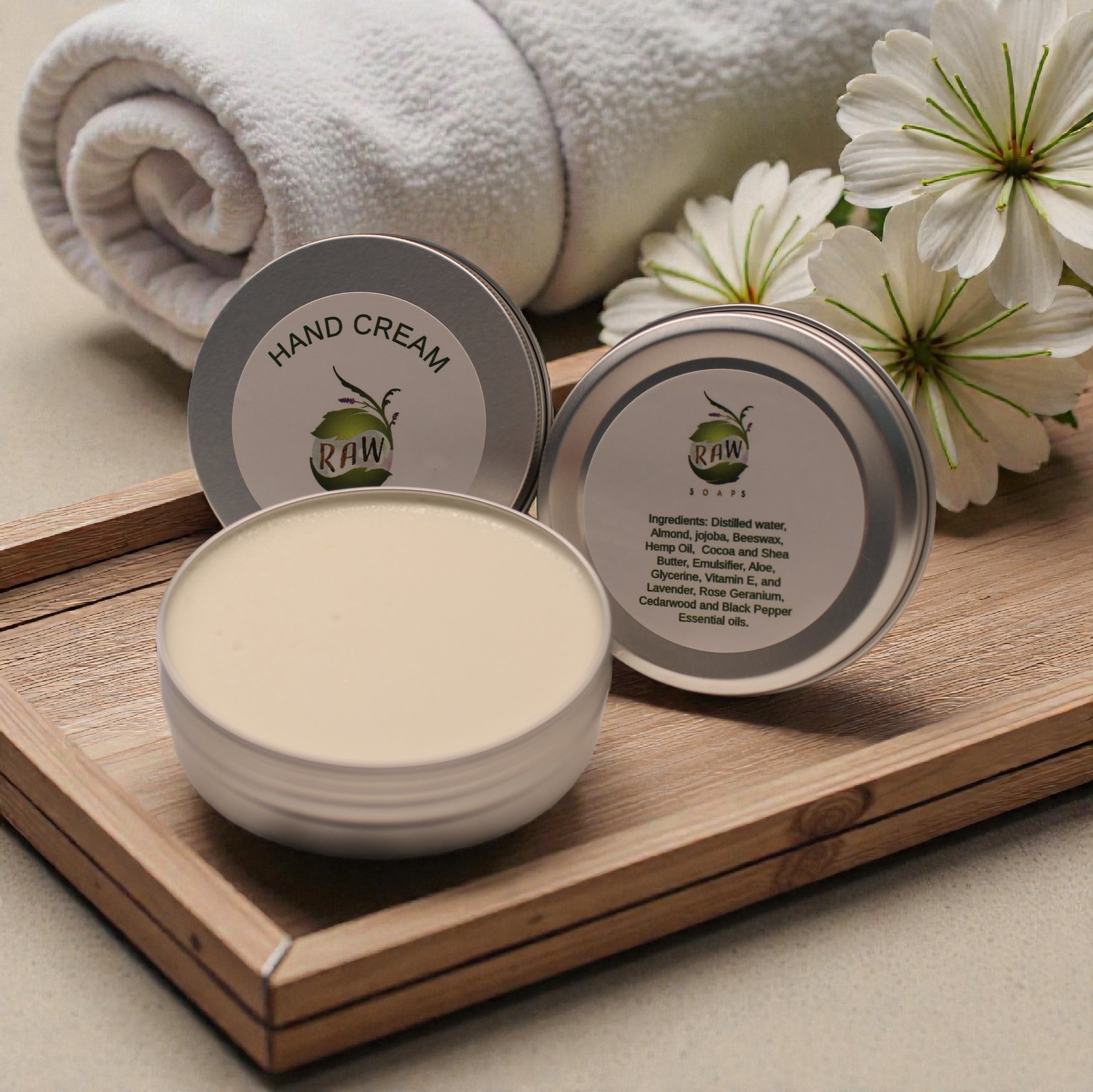 Calming Botanical Hand Cream – 100 g Tin – Raw Soaps